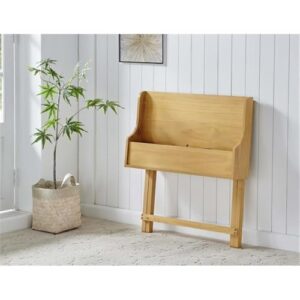 Linon Cade Wood Folding Desk with Small Drawer in Natural Brown Stain