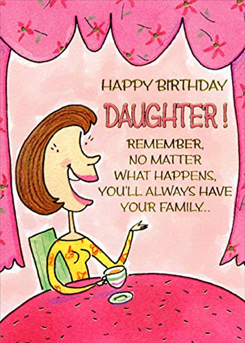 Designer Greetings Woman at Table Holding Coffee Cup Funny/Humorous Birthday Card for Daughter