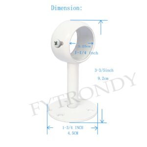 FYTRONDY White Edition Stainless Steel Wardrobe Pipe, Closet Lever Support Rod Holder Socket Bracket (1-1/4 INCH 2 Pack)