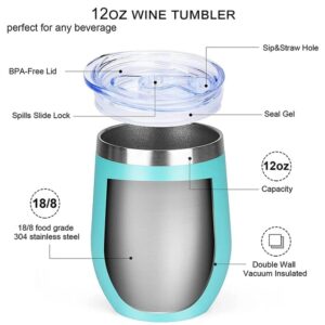 Gteller 12 oz Stainless Steel Wine Tumbler Stemless Glasses with Lid, Double Wall Insulated Travel Mug Perfect for Wine, Coffee, Drinks, Champagne, Cocktails(Black)