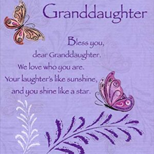 Designer Greetings Bless You Butterflies on Purple Religious Z-Fold Birthday Card for Granddaughter