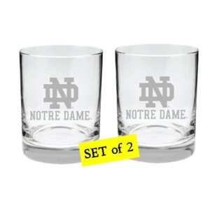 notre dame fighting irish 2-sided satin finish, rock (or whiskey) glass - set of 2