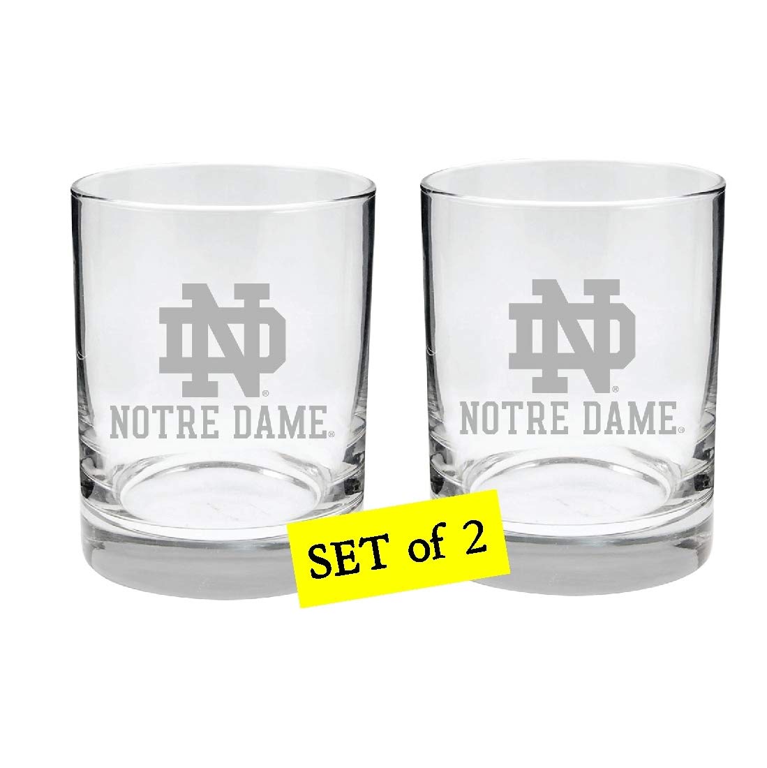 Notre Dame Fighting Irish 2-Sided Satin Finish, Rock (or Whiskey) Glass - Set of 2