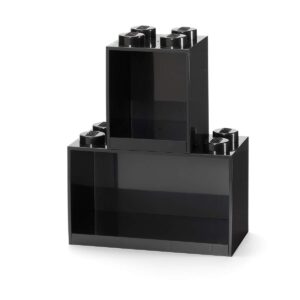 room copenhagen lego brick set with 4-stud and 8-stud box shelves, black