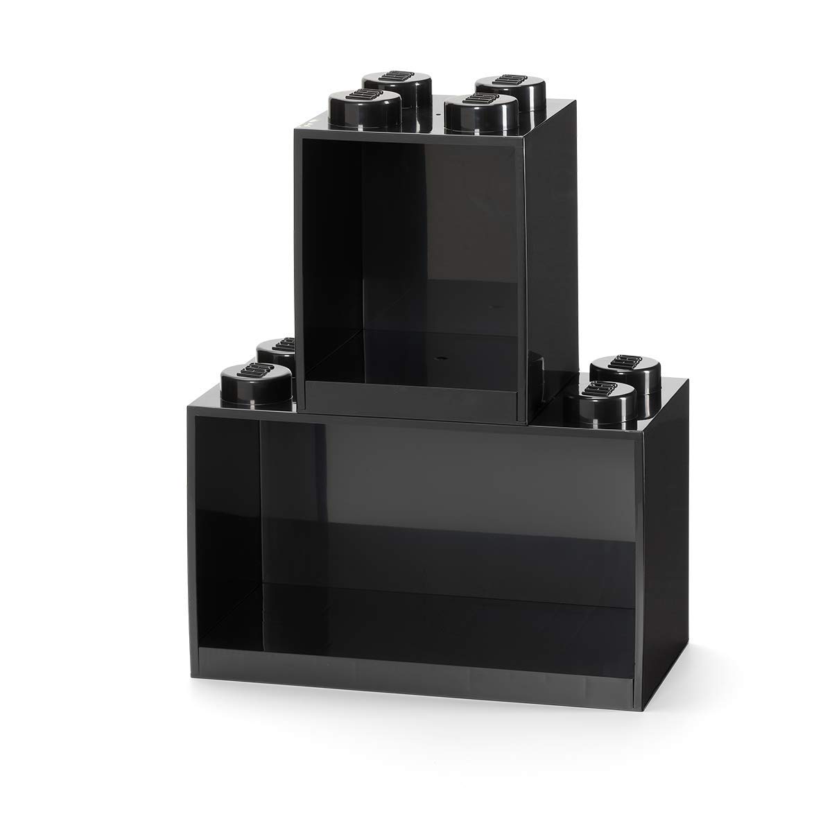 Room Copenhagen Lego Brick Set with 4-Stud and 8-Stud Box Shelves, Black