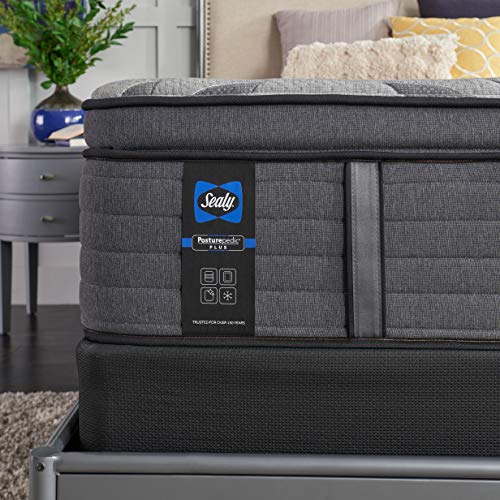 Sealy Posturepedic Plus, Euro Pillow Top 14 Medium Mattress with Surface-Guard and 5-Inch Foundation, Full, Grey