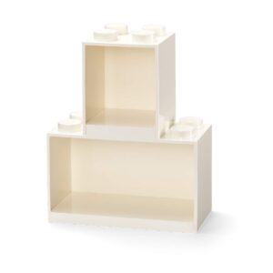 room copenhagen lego brick set with 4-stud and 8-stud box shelves, white