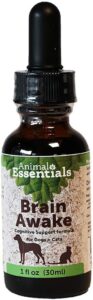 animal essentials brain awake for dogs & cats - cognitive support supplement, senior support, lion's mane, brain health, herbal formula - 1 fl oz