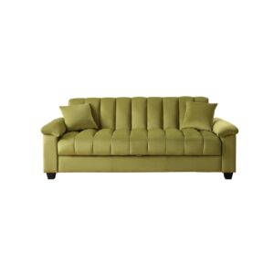 legend furniture convertible comfortable sleeper velvet sofa couch with storage for for living room bedroom sofabed, 83'', green