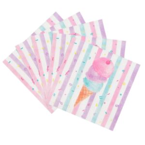 wernnsai ice cream party supplies - disposable 3 ply pink sweet ice cream themed birthday or baby shower party luncheon dessert napkins for girls pool summer celebration