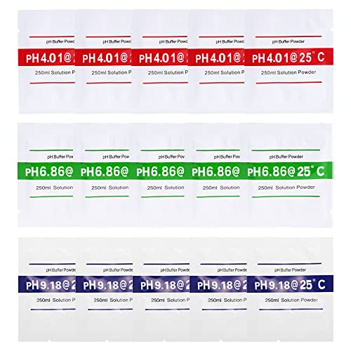 Nynelly 15 Pack pH Meter Buffer Solution Powder pH 6.86, 4.01, 9.18 for Precise Calibrate pH Meter, pH Calibration Powder Solution, pH Tester Calibration Powder Packets