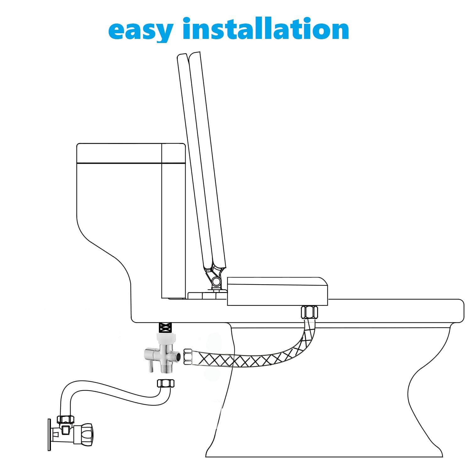 Fat-Cattie Brass Bidet T Adapter with Shut-Off Valve,3 Way 7/8" x 7/8" x G1/2（20mm）,Metal T Valve for Bidet(Bidet T-Valve Adapter)