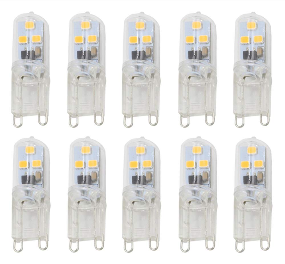 K JINGKELAI G9 LED Light Bulb Dimmable 1W(10W Halogen Equivalent) Warm White 3000K LED Corn Lights for Home Lighting Chandelier Wall Sconces,6LED 2835SMD,10 Pack