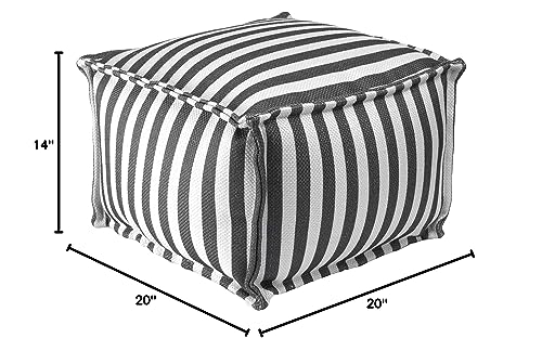 nuLOOM Porto Striped Indoor/Outdoor Ottoman Pouf Grey 14" x 20" x 20"