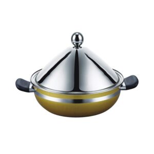 tajine, with base, suitable for various types of stoves, induction cookers and ovens, suitable for soup pot, steamer, taji pot, stainless steel multifunctional pot, diameter 26cm