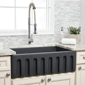 vintage tub & bath 30 x 18 fluted fireclay reversible apron farmhouse sink - matte dark gray