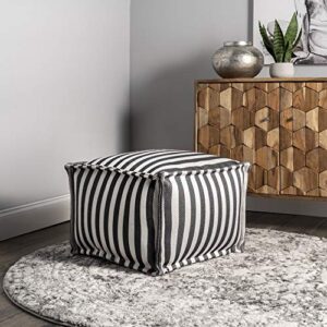 nuloom porto striped indoor/outdoor ottoman pouf grey 14" x 20" x 20"