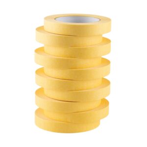 Lichamp 10-Pack Automotive Refinish Masking Tape Yellow 18mm x 55m, Cars Vehicles Auto Body Paint Tape, Automotive Painters Tape Bulk Set 0.7-inch x 60 Yards x 10 Rolls