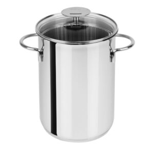 cristel®, 18-10 stainless steel asparagus pot, 3-ply construction, shinny finish, dishwasher oven safe, all hobs + induction, extras collection, made in france 6" x 11".