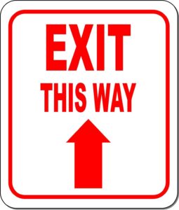 exit this way directional upward arrow red aluminum composite outdoor sign 15" x18"