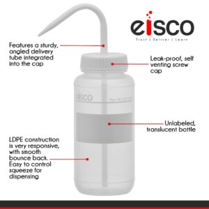 EISCO 6PK Chemical Wash Bottle, No Label, 500ml - Wide Mouth, Self Venting, Low Density Polyethylene - Performance Plastics Labs