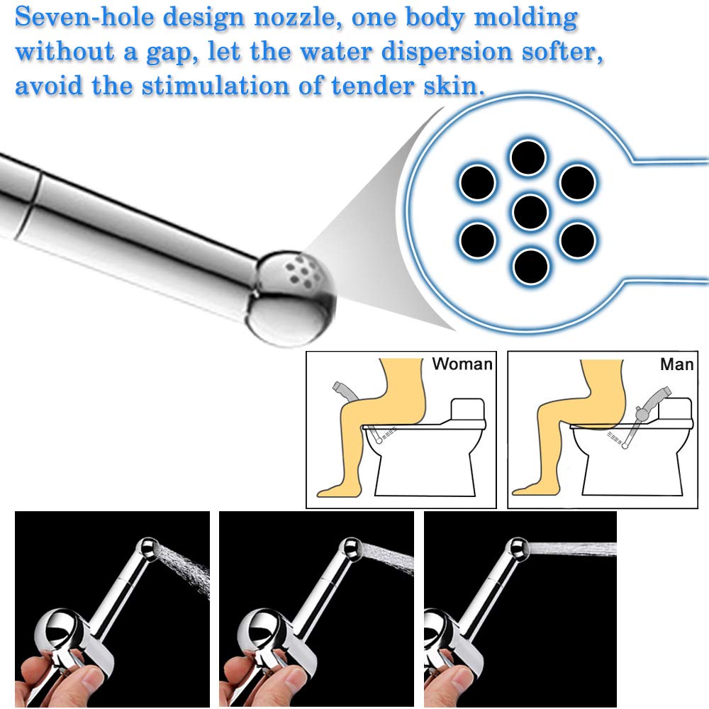 Handheld Bidet Toilet Sprayer Set with Dual Mode Spray Head (Jet/Soft) Premium Brushed Stainless Steel Sprayer for Bidet Attachment, Baby Cloth Diaper Sprayer Set, Bathroom Toilet Clean (Single Mode)