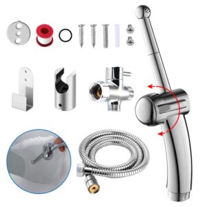 handheld bidet toilet sprayer set with dual mode spray head (jet/soft) premium brushed stainless steel sprayer for bidet attachment, baby cloth diaper sprayer set, bathroom toilet clean (single mode)