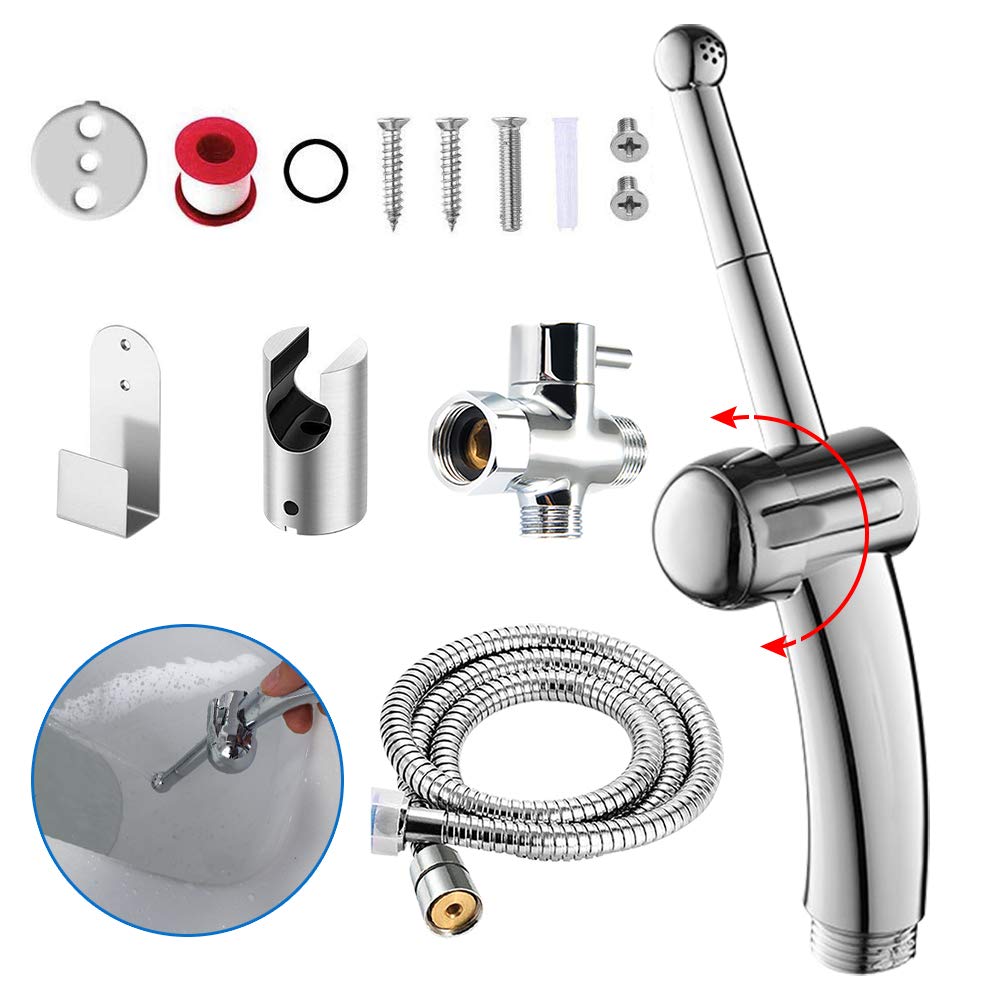 Handheld Bidet Toilet Sprayer Set with Dual Mode Spray Head (Jet/Soft) Premium Brushed Stainless Steel Sprayer for Bidet Attachment, Baby Cloth Diaper Sprayer Set, Bathroom Toilet Clean (Single Mode)