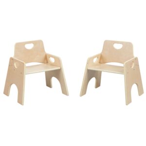 ecr4kids stackable wooden toddler chair, 10in, kids furniture, natural, 2-pack