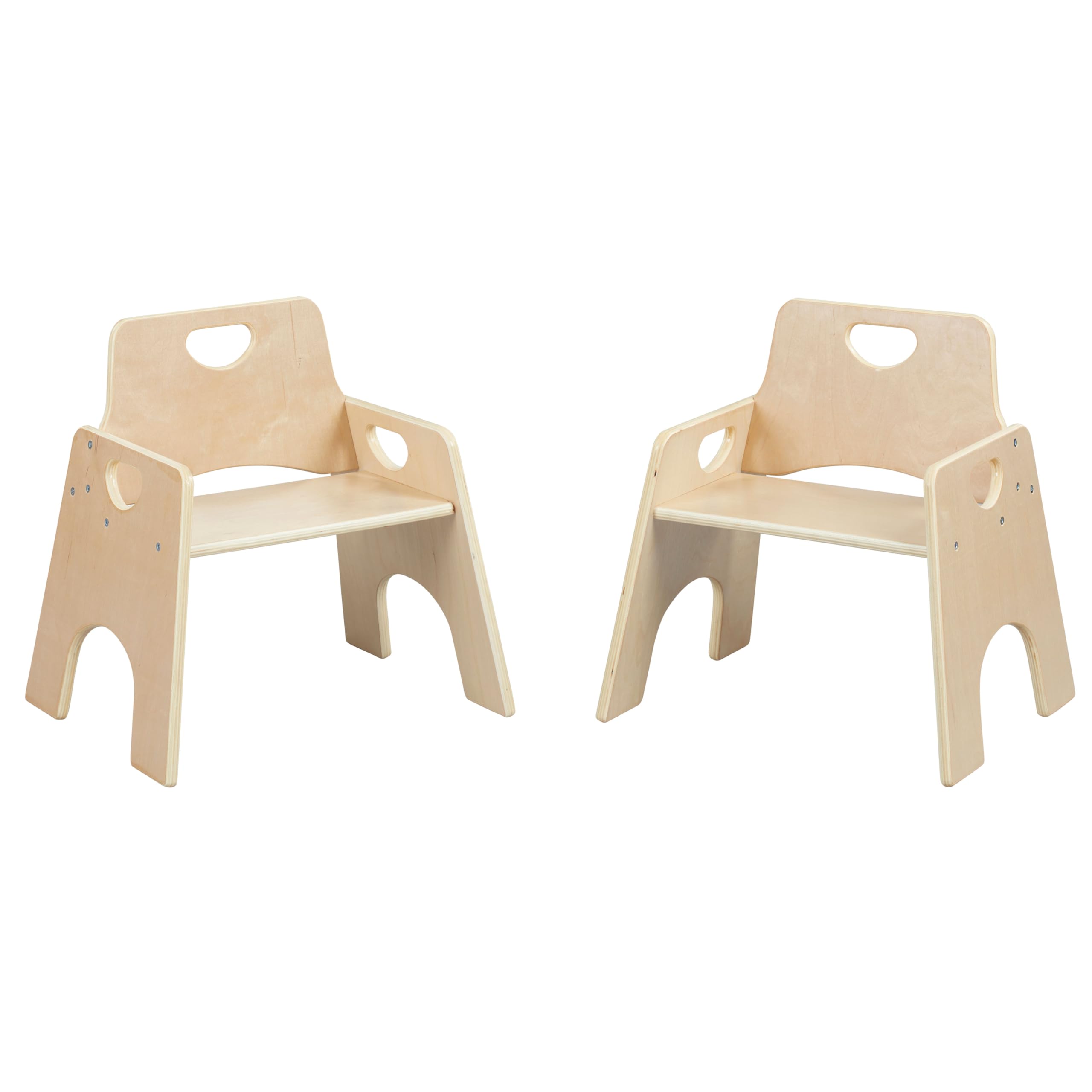 ECR4Kids Stackable Wooden Toddler Chair, 10in, Kids Furniture, Natural, 2-Pack