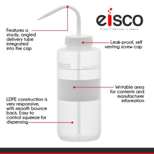 EISCO 6PK Chemical Wash Bottle, No Label, 1000ml - Wide Mouth, Self Venting, Low Density Polyethylene - Performance Plastics Labs