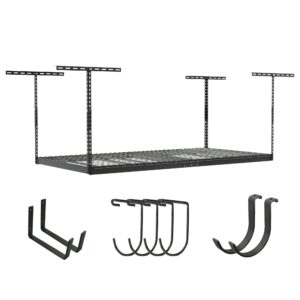 saferacks 4x8 overhead garage storage rack heavy duty - hammertone (24"-45") - holds 600 lb