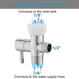 Fat-Cattie Brass Bidet T Adapter with Shut-Off Valve,3 Way 7/8" x 7/8" x G1/2（20mm）,Metal T Valve for Bidet(Bidet T-Valve Adapter)