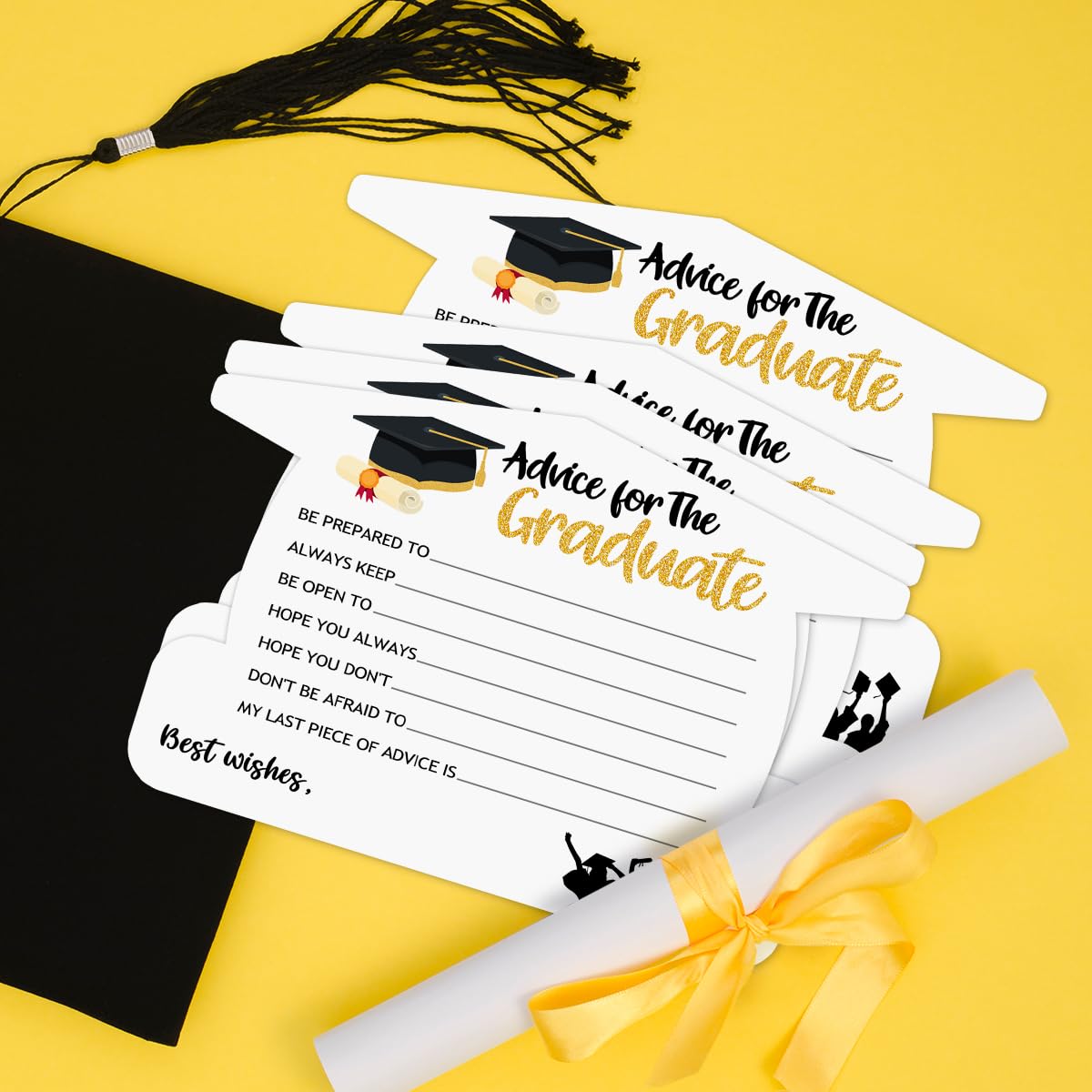 2024 Graduation Advice Cards for The Graduate - Graduation Party Games Ideas Activities Supplies - Grad Celebration - for Graduate Decorations Favor, High School and College(Shaped)(30 Pack)