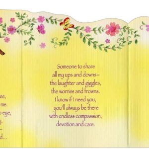 Designer Greetings Two Birds on Branch Yellow Background Die Cut Z-Fold Birthday Card for Sister