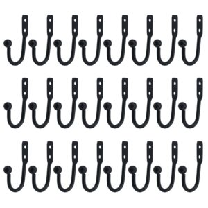 antrader wall mounted single hooks, decorative robe hooks wall door key hooks coat bag hanger hook with screws, 1.9" x 1.1", black, 24-pack