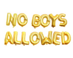 annodeel 16inch no boys allowed foil balloons banner, gold letter mylar balloon for women bride bacheloretter banner party decoration