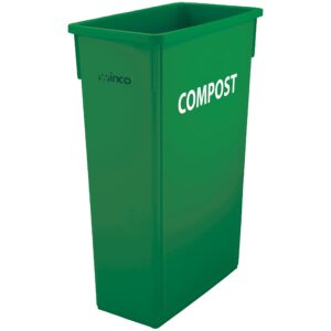 winco ptc-23grc slim trash can, 23 gallon, green