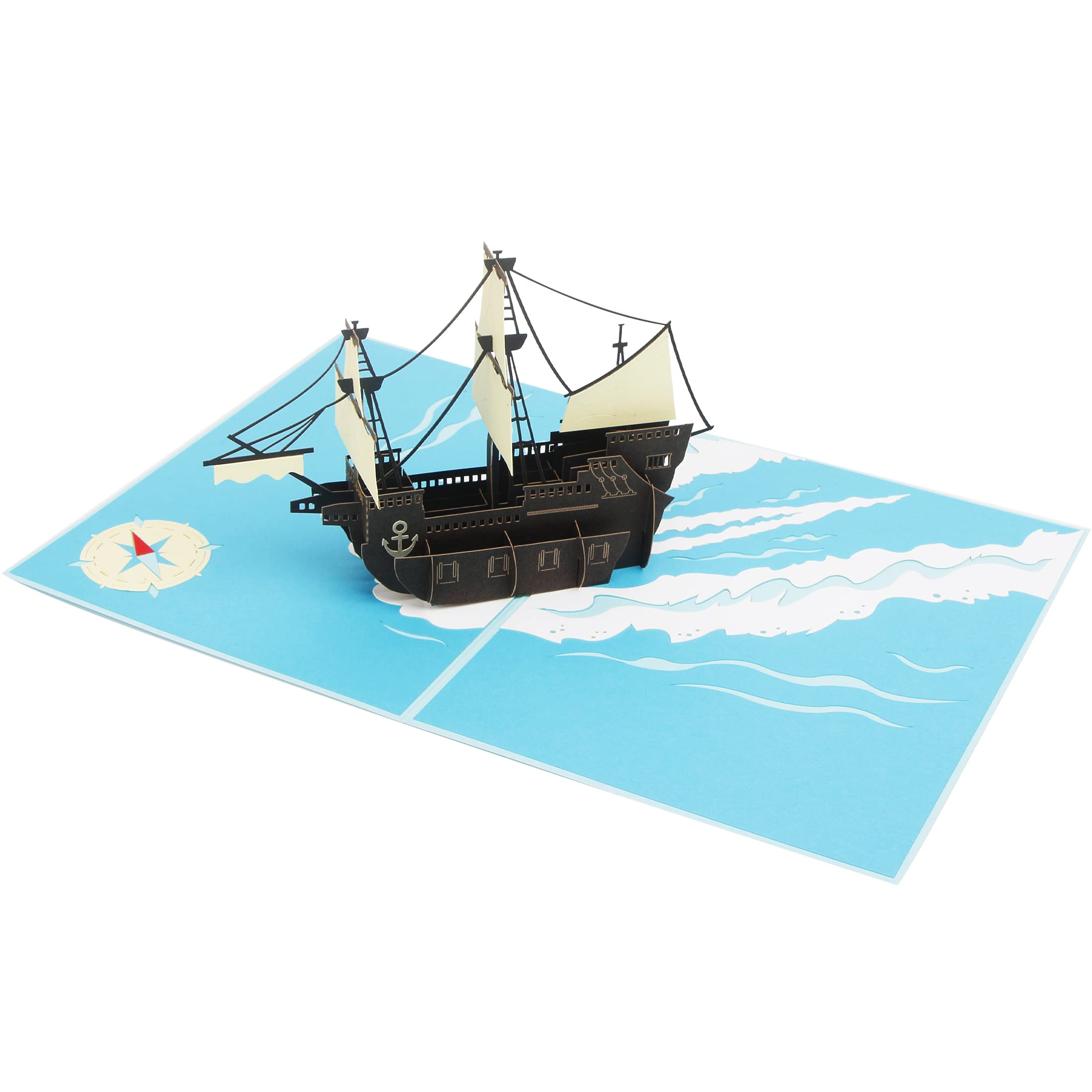 Ribbli Sailboat 3D Pop Up Card, Thank You, Birthday, Father's Day, Graduation, with Envelope