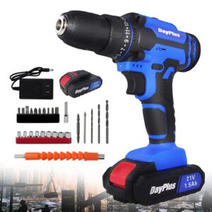 cordless drill driver set electric power drill set with 1 battery & charger, 3/8” keyless chuck, 2 variable speed, 400 in-lb torque, 25+1 position and 26pcs drill/driver bits