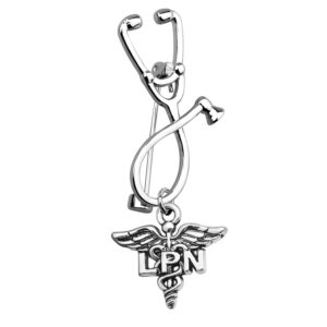 medical stethoscope brooch pins for doctor nurse medical students medical caduceus gift for rn,pa,ma,lpn,lvp,np,vet (copper lpn brooch)