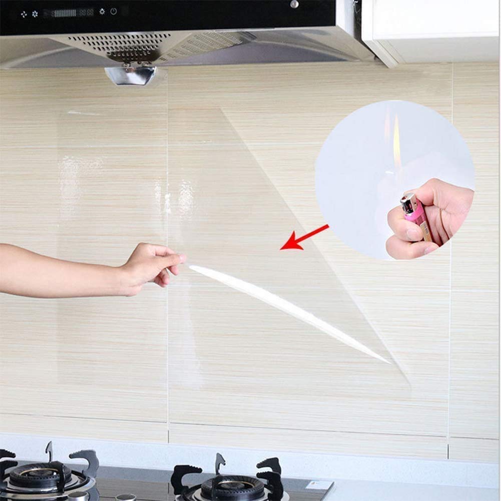 COSNIGHT Clear Contact Paper Kitchen Oil Proof Waterproof Wallpaper Self Adhesive Vinyl Film High Temperature Resistant Transparent Paper Removable Paper for Cupboard Doors Walls Kitchen 11.8In*118In