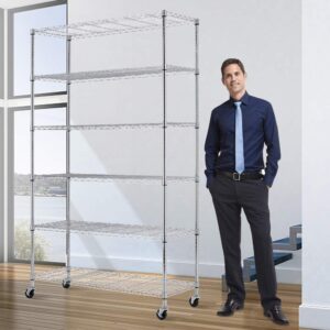 best home product 6 tier layer wire shelving unit heavy duty adjustable storage shelves with wheels nsf metal wire shelf standing garage shelves multifunctional storage rack grade utility shelf rack