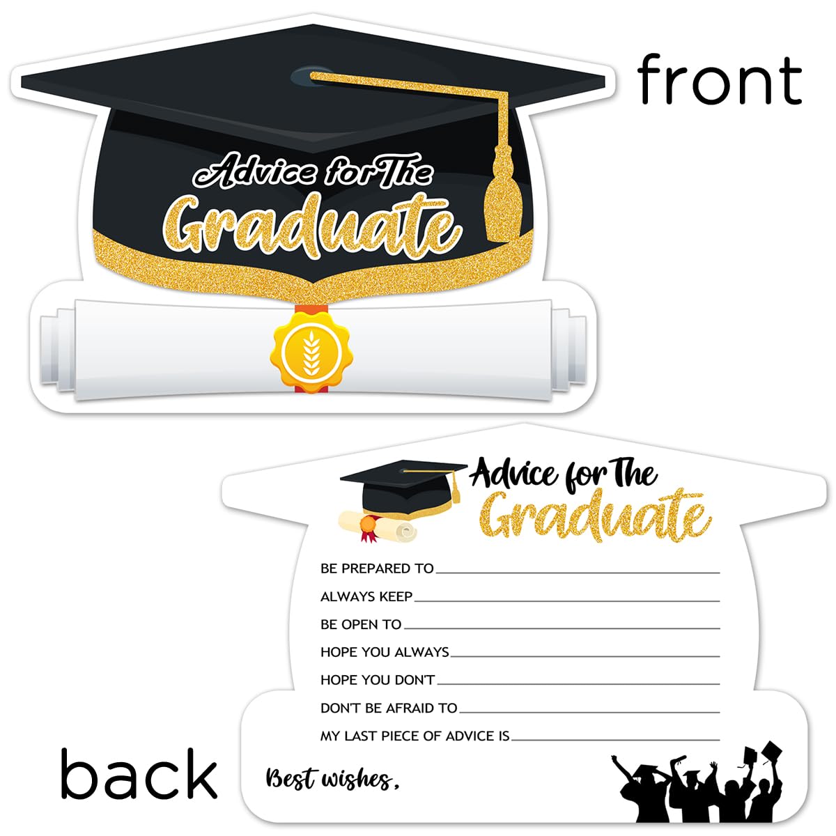 2024 Graduation Advice Cards for The Graduate - Graduation Party Games Ideas Activities Supplies - Grad Celebration - for Graduate Decorations Favor, High School and College(Shaped)(30 Pack)