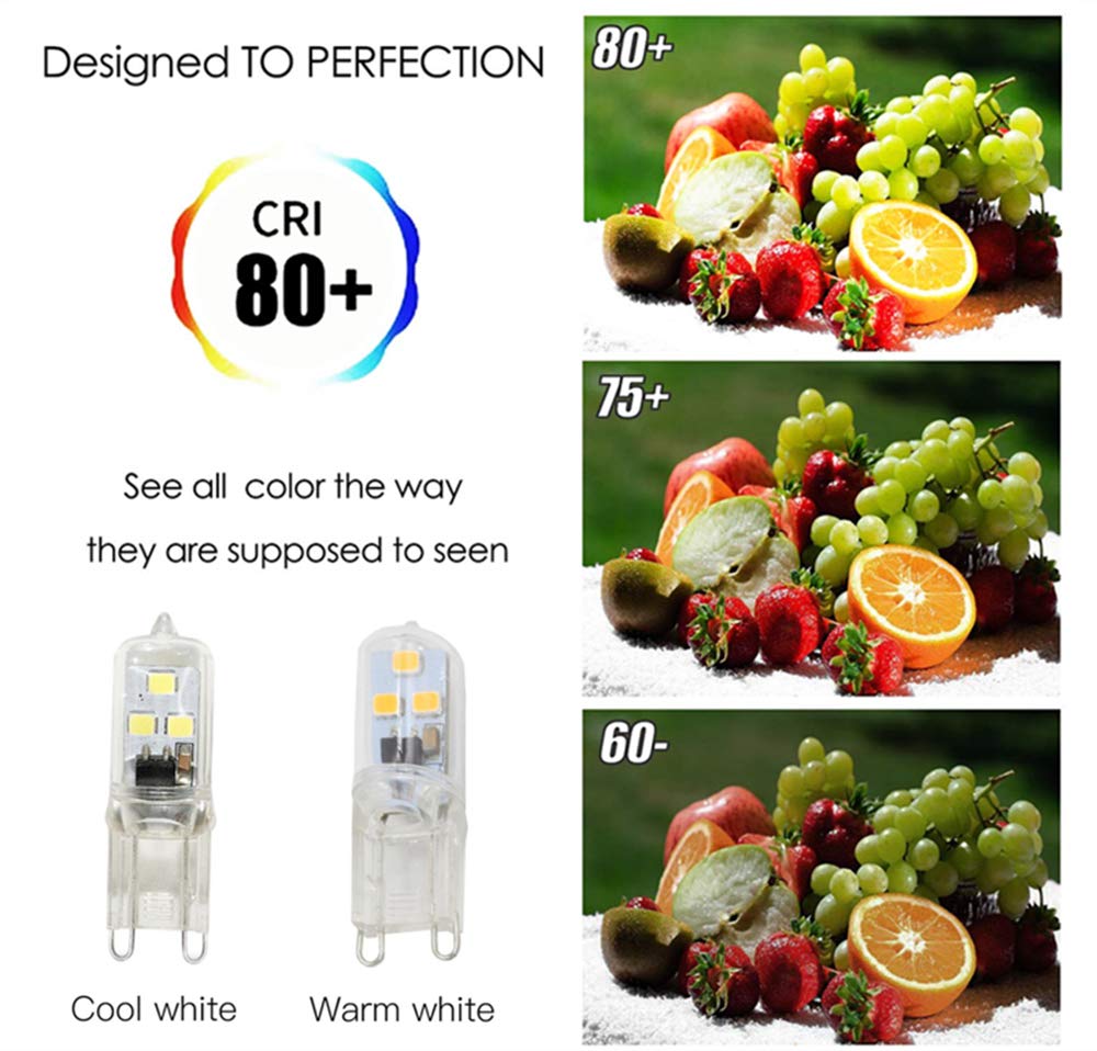 K JINGKELAI G9 LED Light Bulb Dimmable 1W(10W Halogen Equivalent) Warm White 3000K LED Corn Lights for Home Lighting Chandelier Wall Sconces,6LED 2835SMD,10 Pack