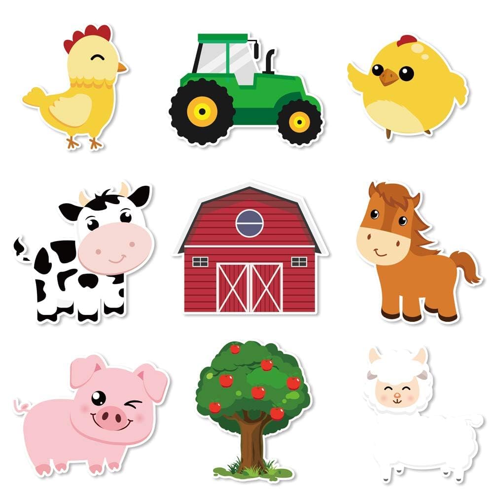 WERNNSAI 27PCS Farm Party Centerpieces Sticks - Farm Birthday Party Favors Decorations DIY Farm Animals Tractor Party Supplies Table Toppers Barnyard Cutouts Farm Theme Birthday Party Decors