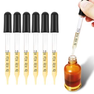 Eye Dropper for Essential Oils 20 PCS - Pipettes Dropper with Black Rubber Head, Straight-Tip Calibrated Thick Glass Medicine Dropping Pipettes for Accurate Easy Dose and Measurement 1 mL Capacity