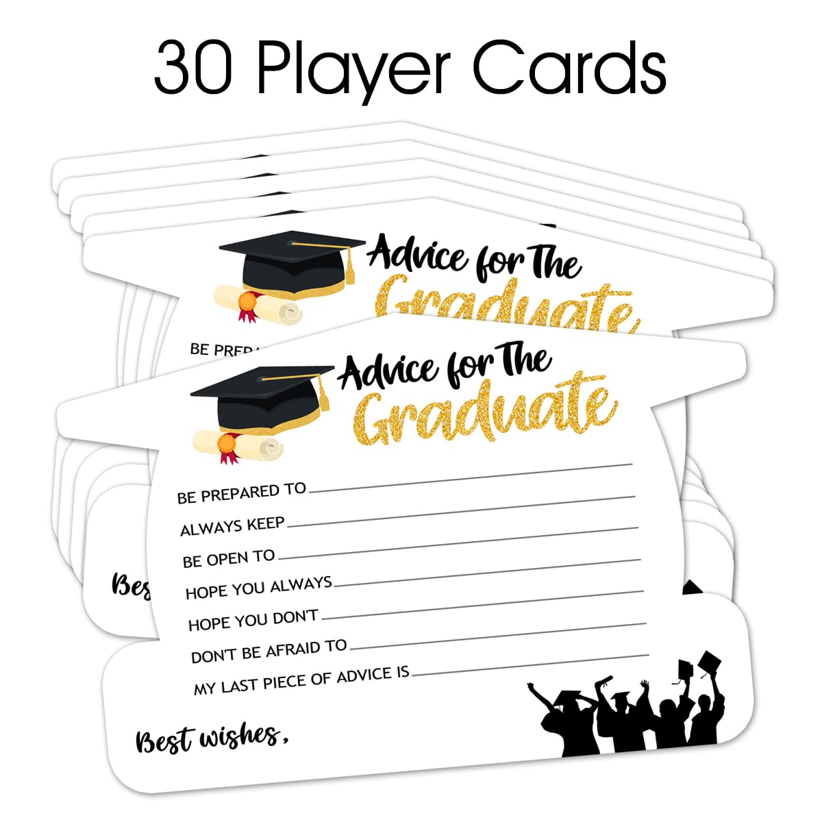 2024 Graduation Advice Cards for The Graduate - Graduation Party Games Ideas Activities Supplies - Grad Celebration - for Graduate Decorations Favor, High School and College(Shaped)(30 Pack)