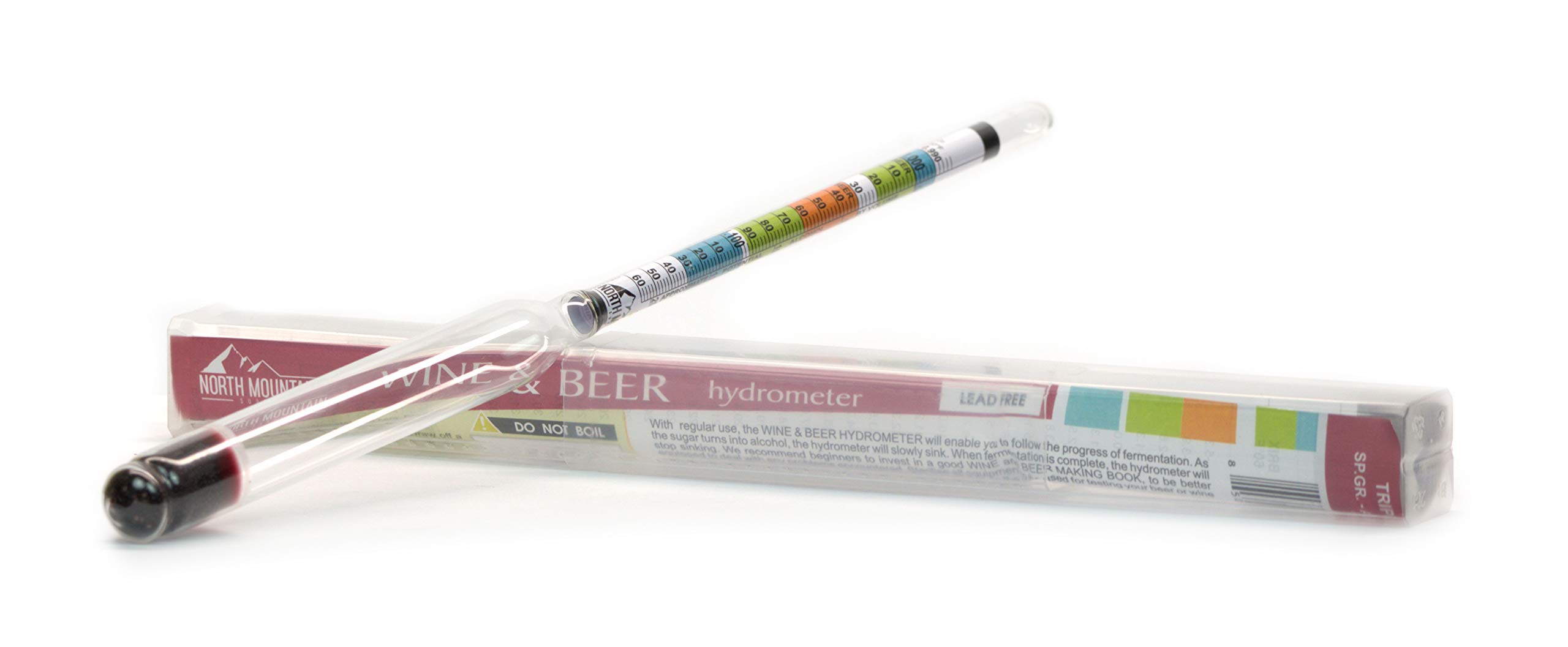 North Mountain Supply Premium Glass Triple Scale Beer & Wine Hydrometer - Made in France - Lead & Mercury Free