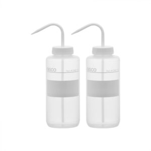 eisco 2pk chemical wash bottle, no label, 1000ml - wide mouth, self venting, low density polyethylene - performance plastics labs